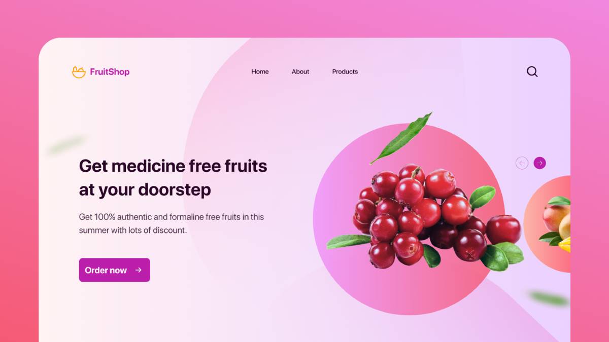 Figma Food Shop Web Header | UI4Free