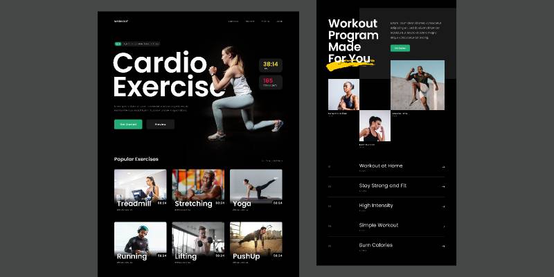 Figma Free Fitness Landing Page | UI4Free