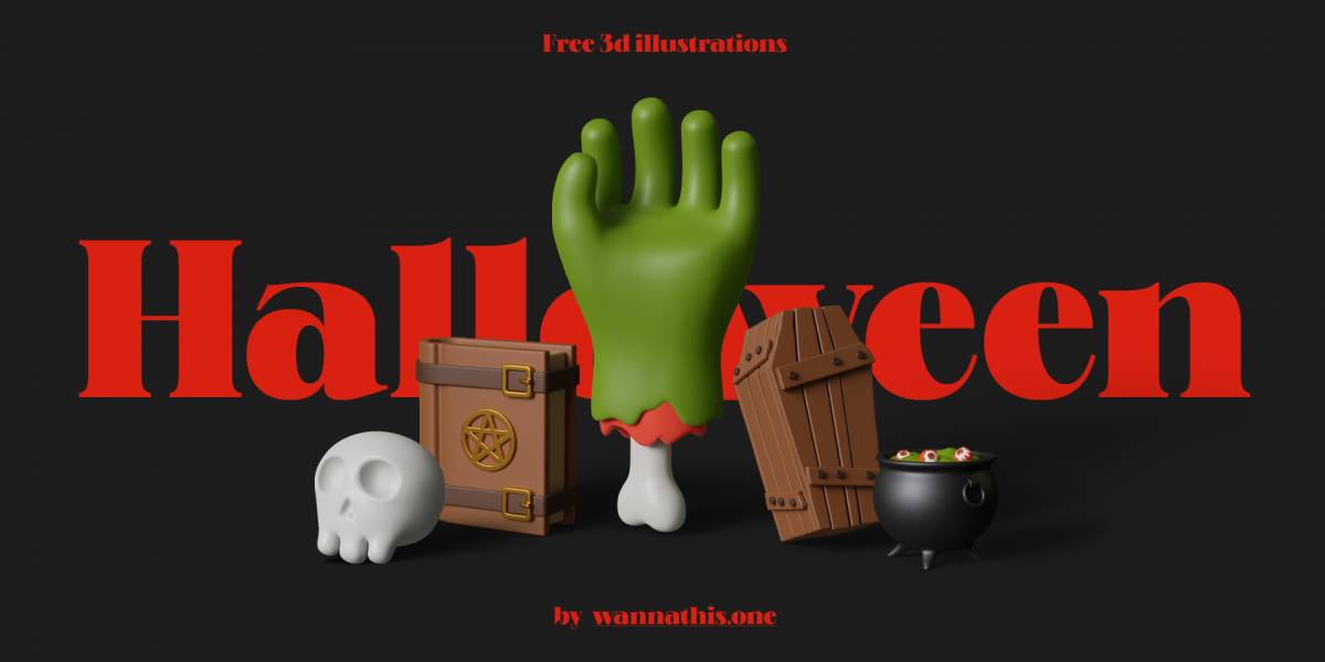Figma Free Halloween 3d illustrations | UI4Free