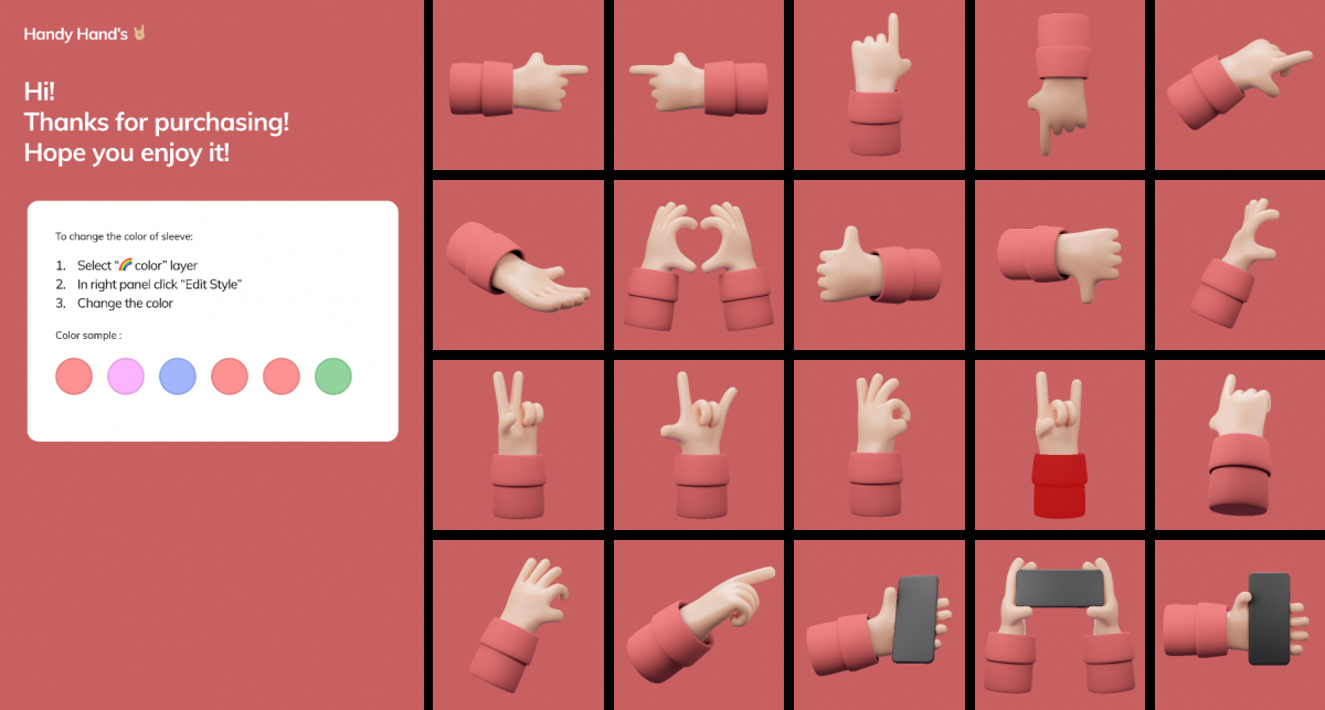 Figma Free Handy Hands 3D - Ui4free.com