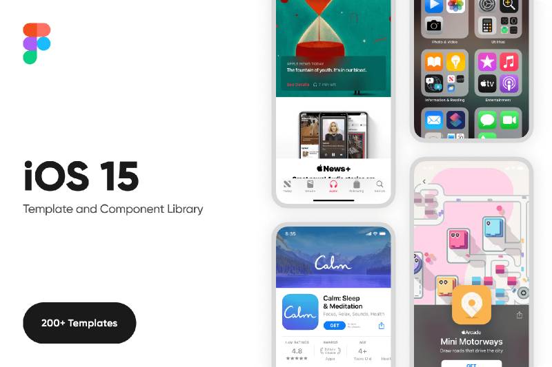 Figma Free iOS 15 templates and Nav Bar component variants | UI4Free