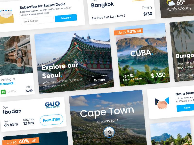 Figma free Ui travel cards | UI4Free
