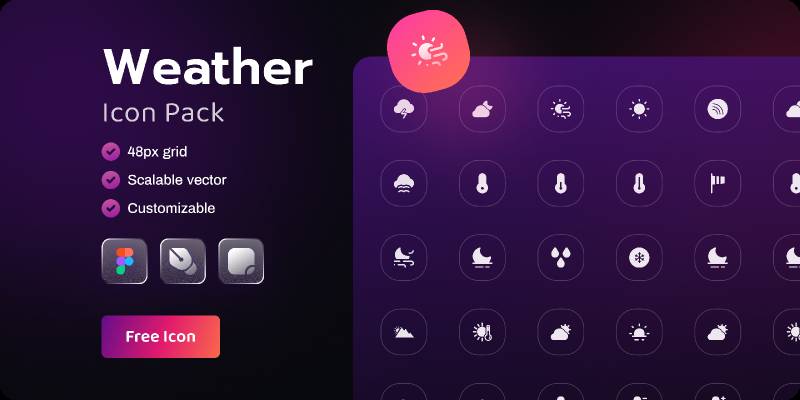 Figma Free Weather Icon Pack | UI4Free