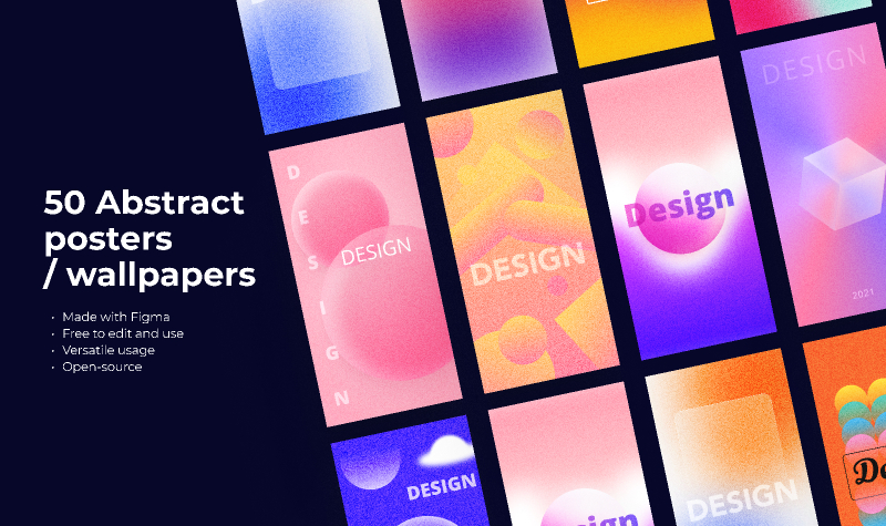 Figma Freebie 50+ Abstract posters wallpapers | UI4Free