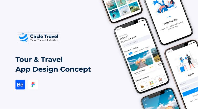 Figma Freebie Circle - Tour and Travel Mobile App | UI4Free