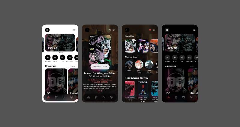 Figma Freebie Comics Shop App | UI4Free