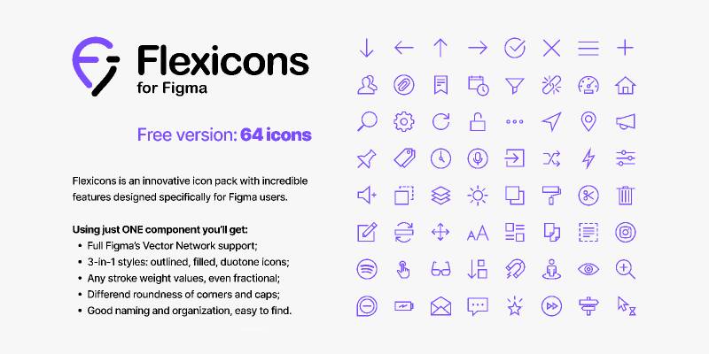 Figma freebie Flexicons FREE 64 icons | UI4Free