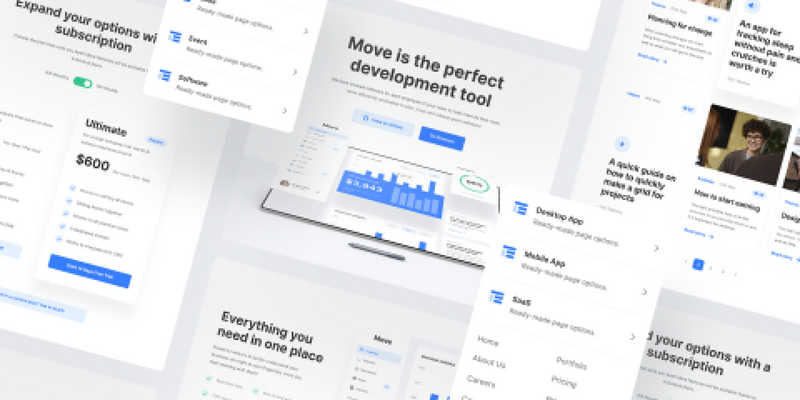 Figma Freebie Move Multipurpose Template + UI Kit Preview | UI4Free