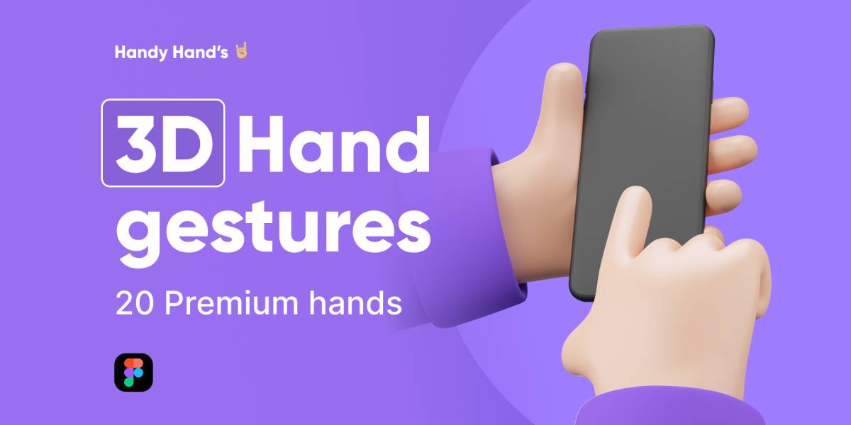 Figma FreebieHandy Hand's (3D) | UI4Free