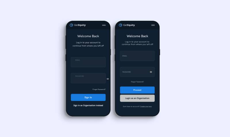 Figma Getequity Mobile Login Screen Redesign | UI4Free