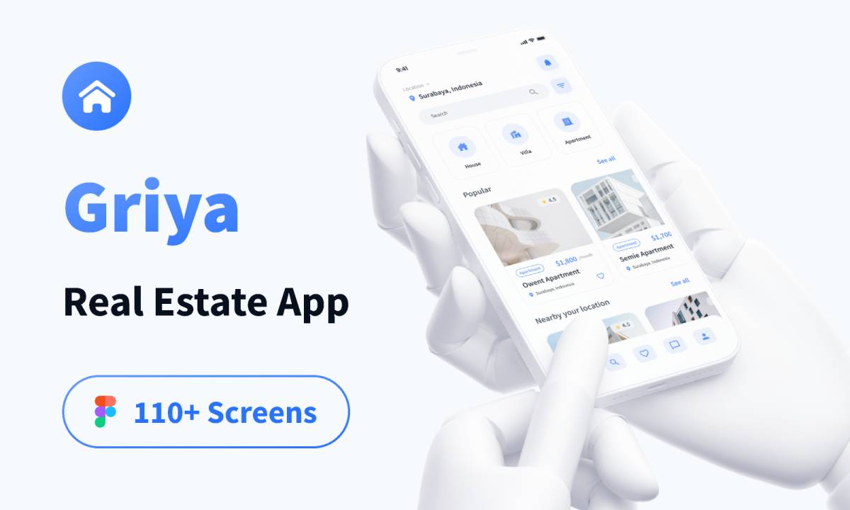 Figma Griya Real Estate App UI Kit | UI4Free