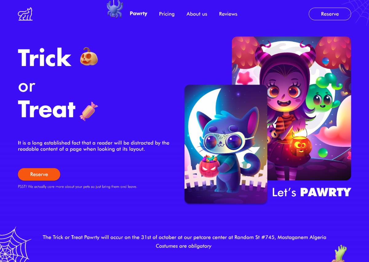 Figma Halloween Pawrty Hero Section | UI4Free