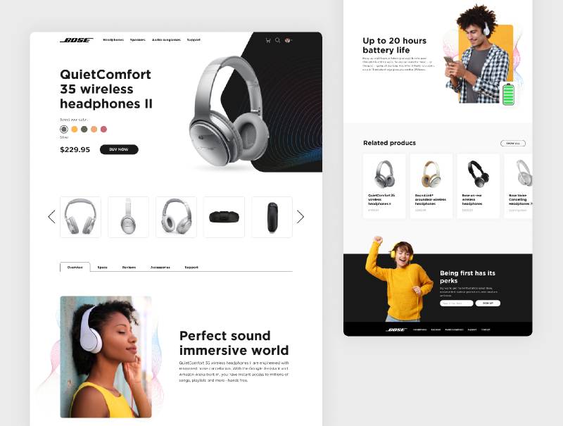 Figma Headphones website and mobile app | UI4Free