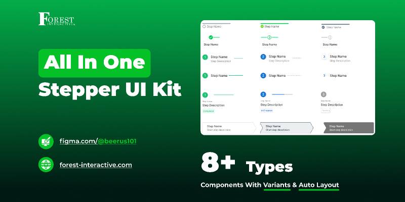 Figma Horizontal & Vertical Stepper UI Kit | UI4Free