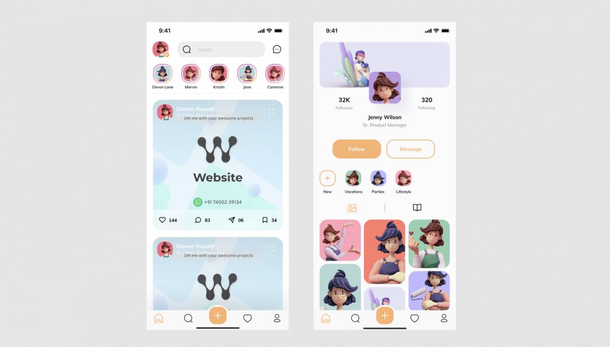 Figma Instagram Yellow Concept | UI4Free