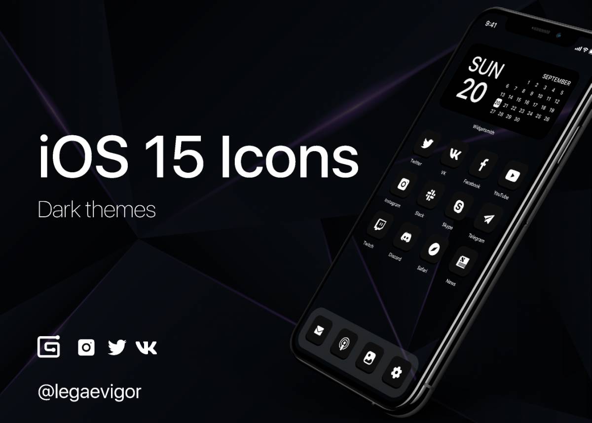 Figma ios 15 icon pack (Dark) | UI4Free
