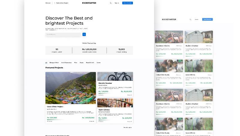 Figma Kickstarter Replica Website Template | UI4Free