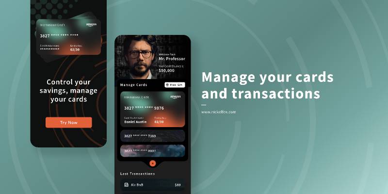 Figma Manage cards and transactions | UI4Free