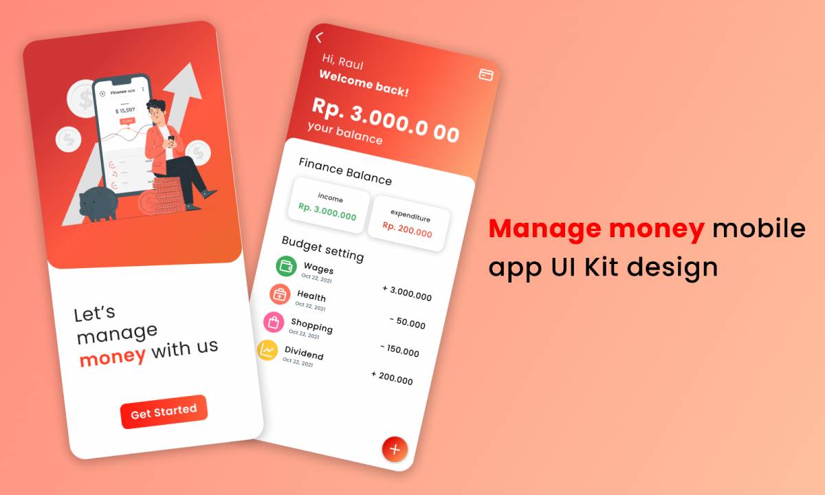Figma Manage Money - Mobile App Template | UI4Free