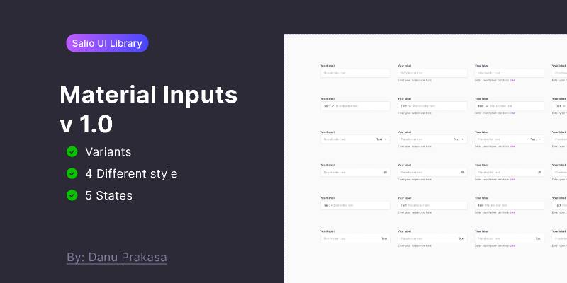 Figma Material Inputs v 1.0 Salio UI | UI4Free