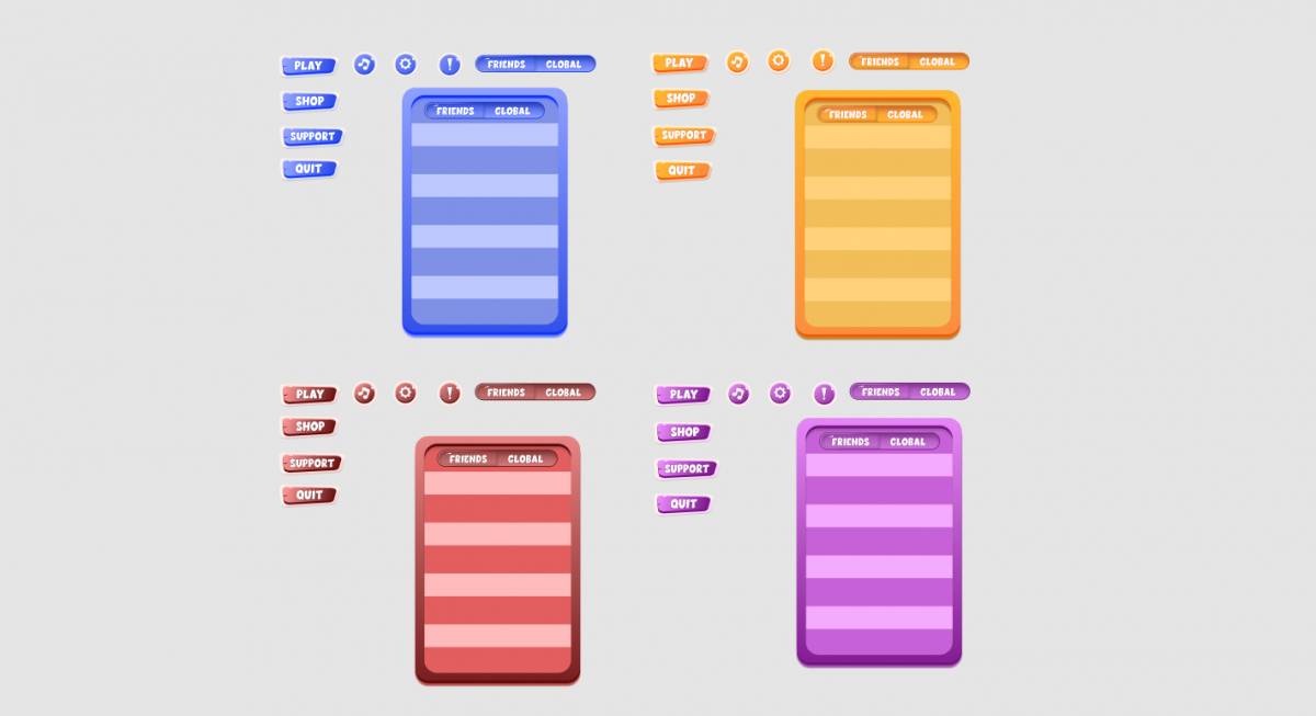 Figma Mobile game UI Buttons | UI4Free