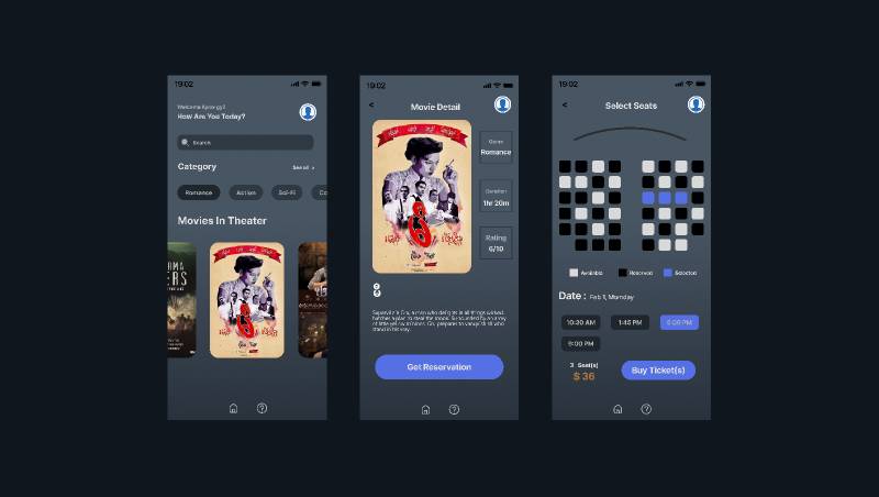 Figma movie reservation app ui free download | UI4Free