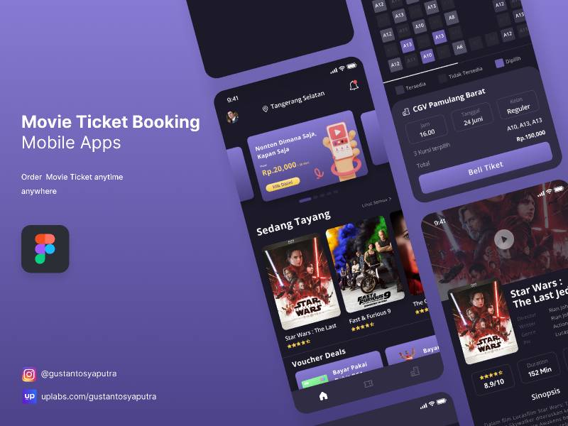 Figma Movie Ticket Booking Apps | UI4Free