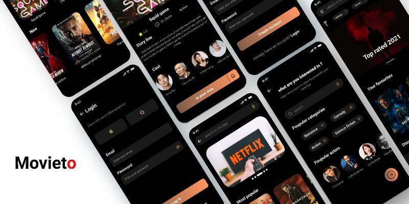 Figma Movie Trailer App Design Template | UI4Free