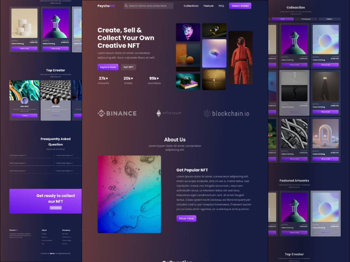 Figma NFT Marketplace Website Ui4free