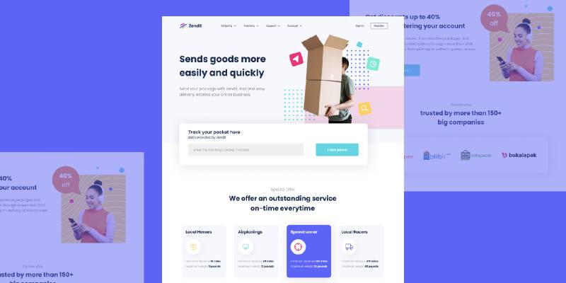 Figma Package Delivery Website Template | UI4Free