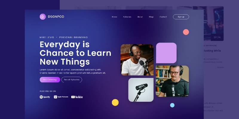 Figma Podcast Service Landing Page | UI4Free