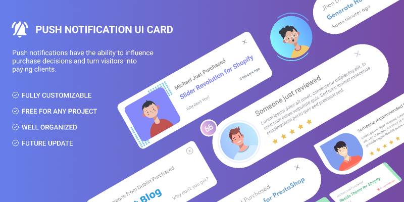 Figma Push Notification UI Card | UI4Free