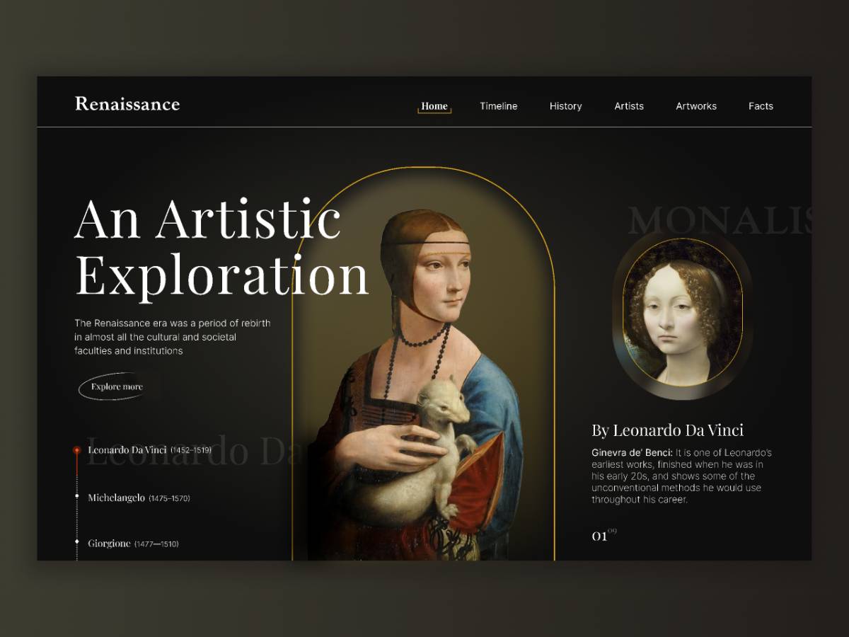 Figma Renaissance Art Landing Page Concept | UI4Free