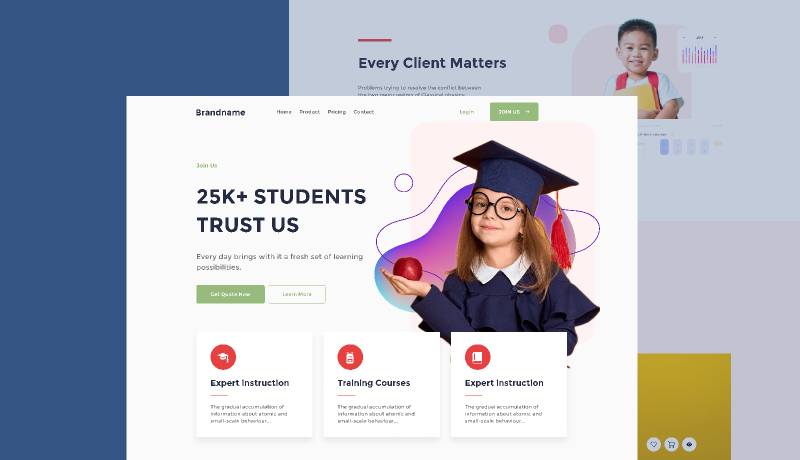Figma School Recover html website template for school | UI4Free