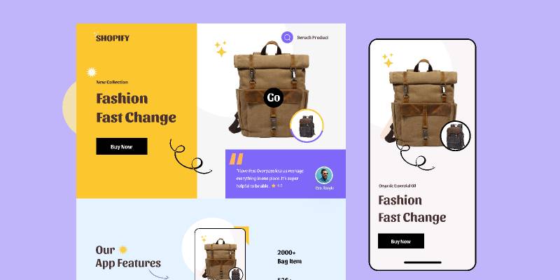 Figma Shop App landing page | UI4Free