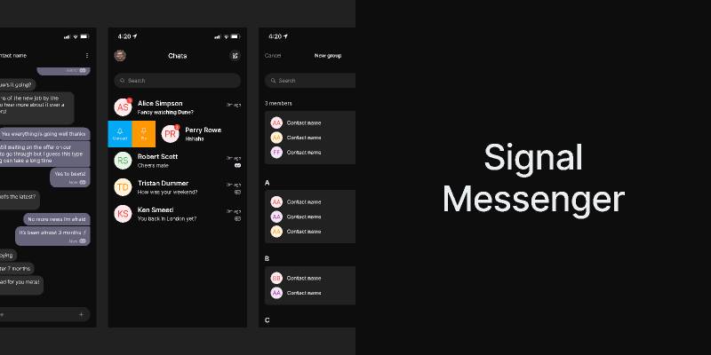 Figma Signal Messenger Mobile Template - Ui4free.com