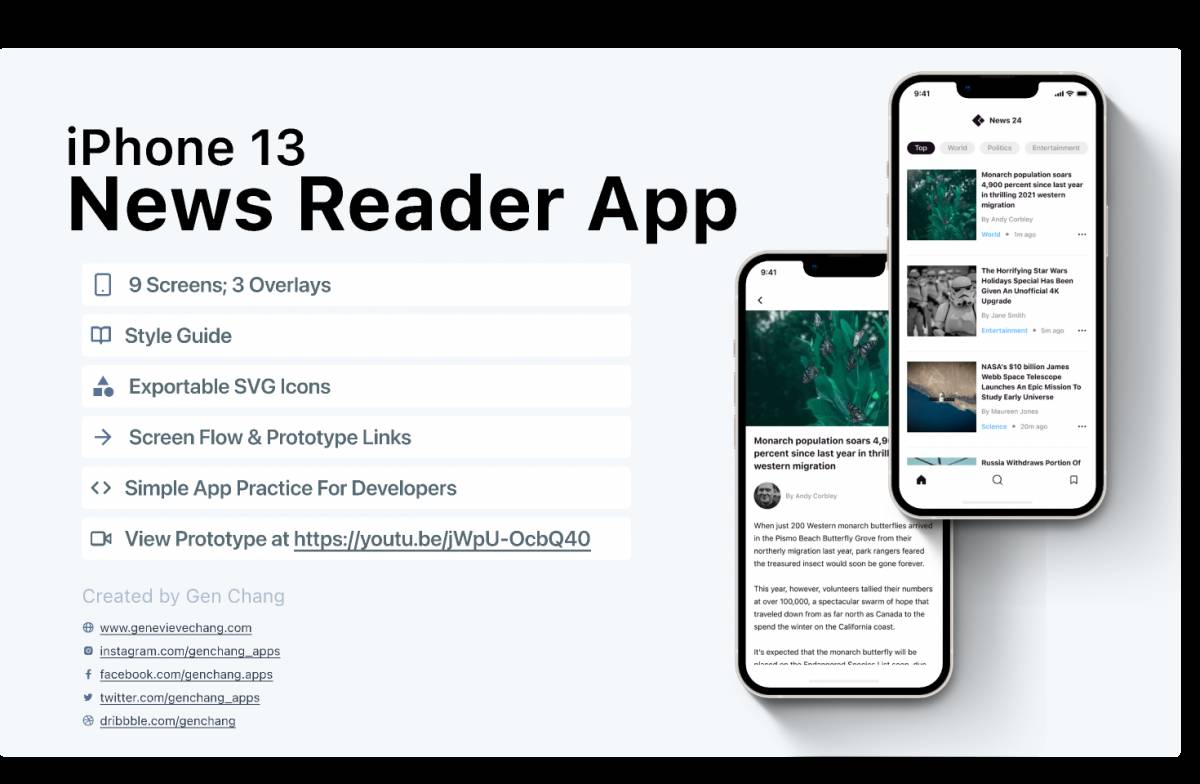 Figma Simple News Mobile UI Kit | UI4Free