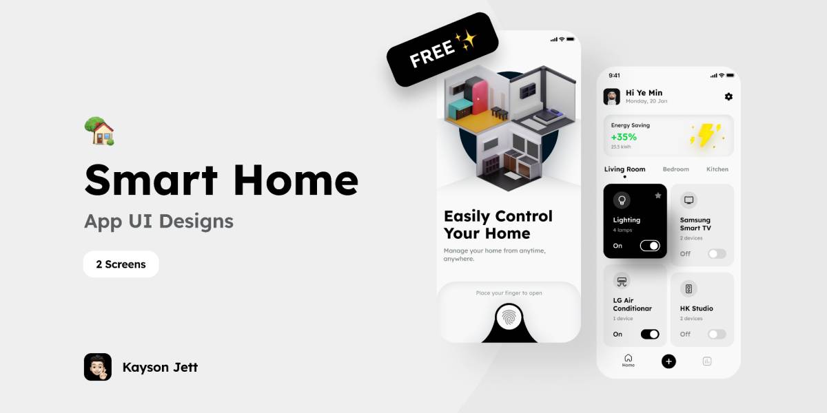 Figma Smart Home App Designs | UI4Free