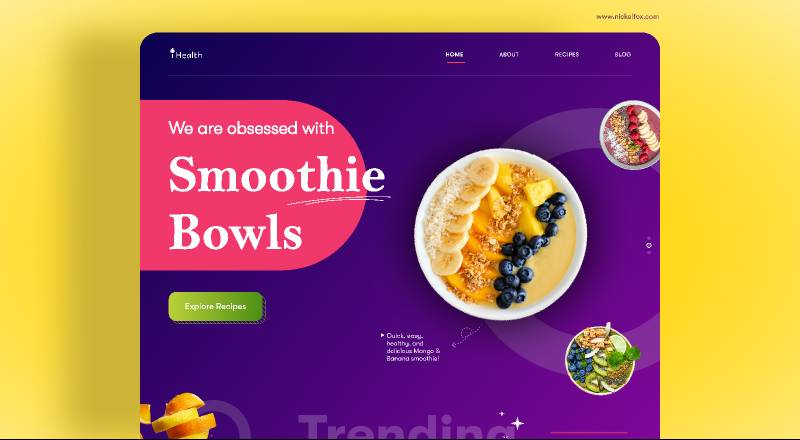 Figma Smoothie Recipe Blog | UI4Free