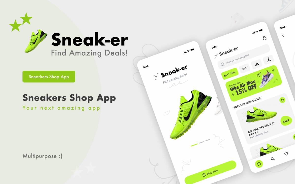 Figma Sneakers Shop App Template | UI4Free