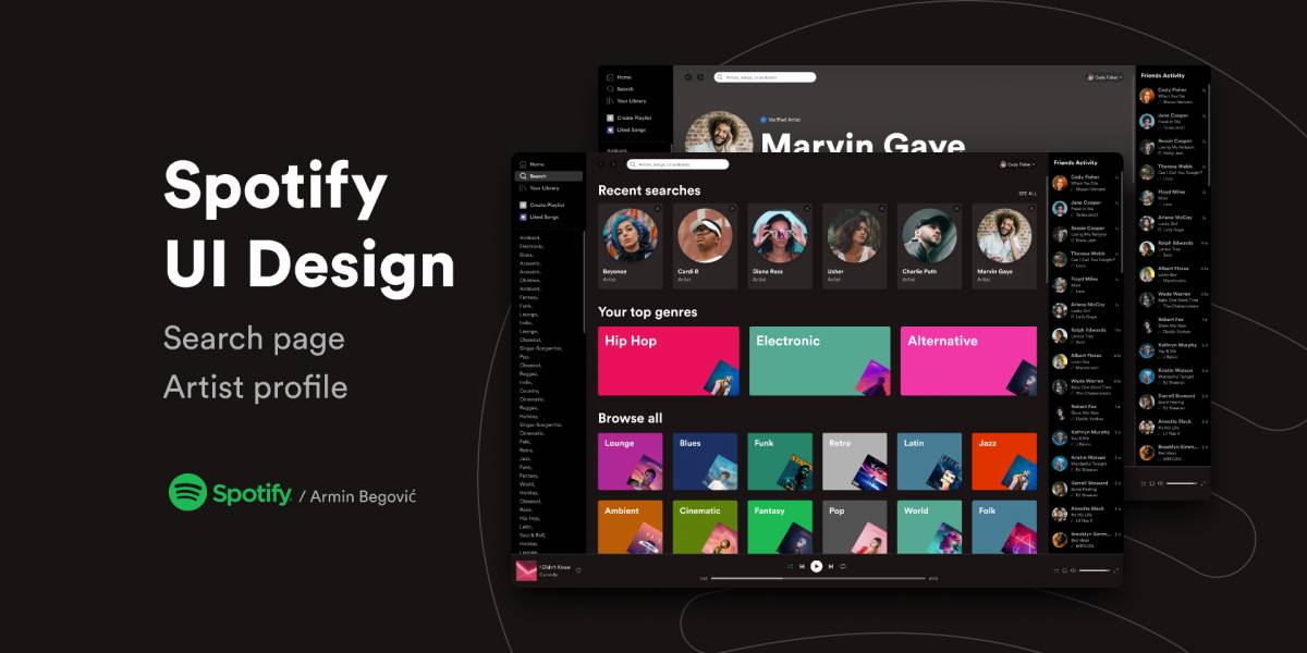 Figma Spotify UI Design (Search/Artist Profile) | UI4Free