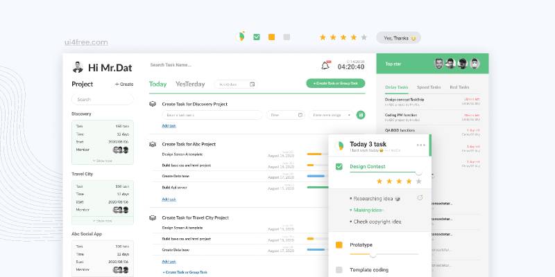 Figma TaskSnip Task Management Template Free Download | UI4Free