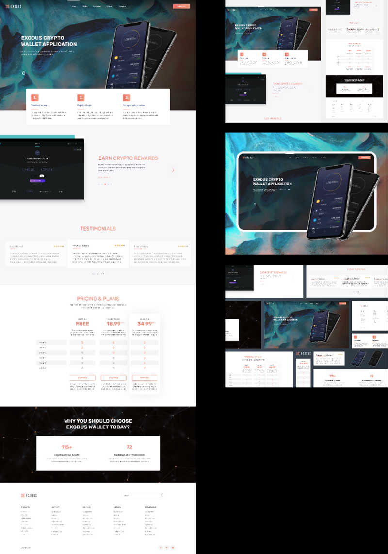Figma template Exodus Crypto Wallet Landing Page Freebie - Ui4free.com