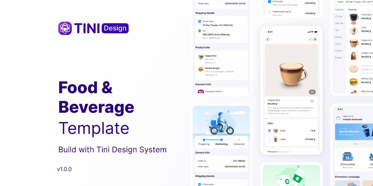 Figma Tini - Food & Beverage App Template | UI4Free