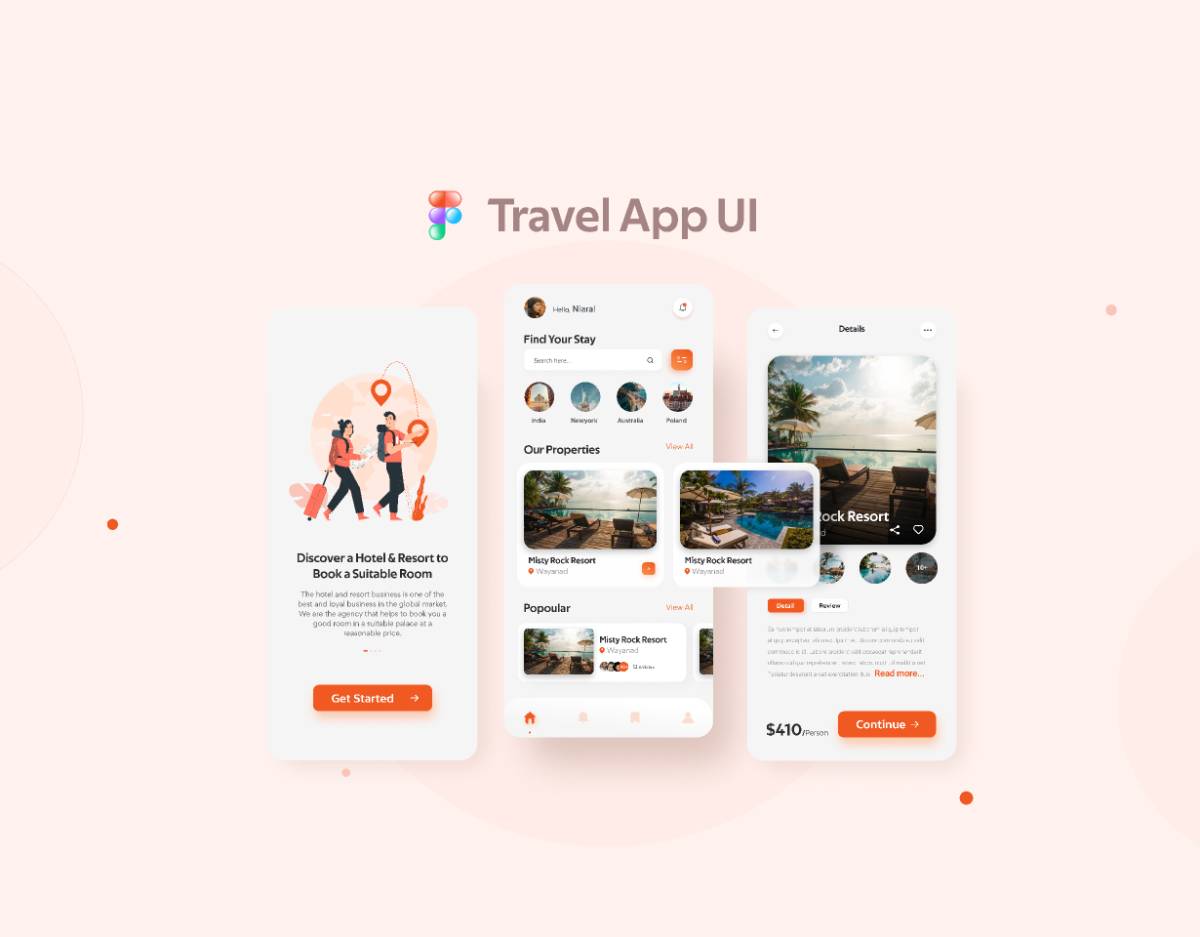 Figma Travel App Free Download | UI4Free
