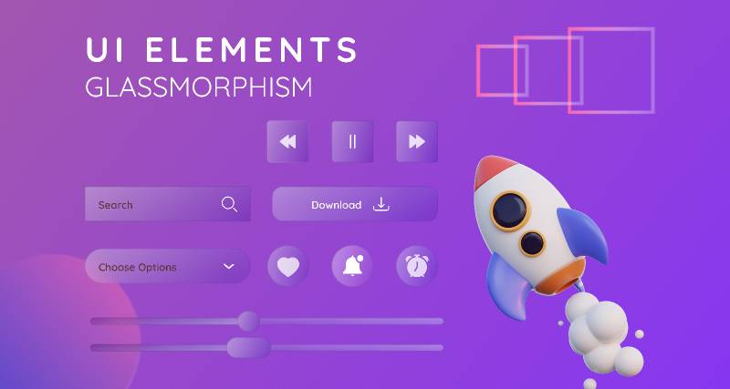 Figma UI Elements Glassmorphism | UI4Free