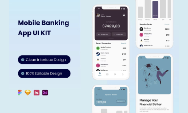 Figma UI kit - Mobile Banking Mobile App Free Download | UI4Free