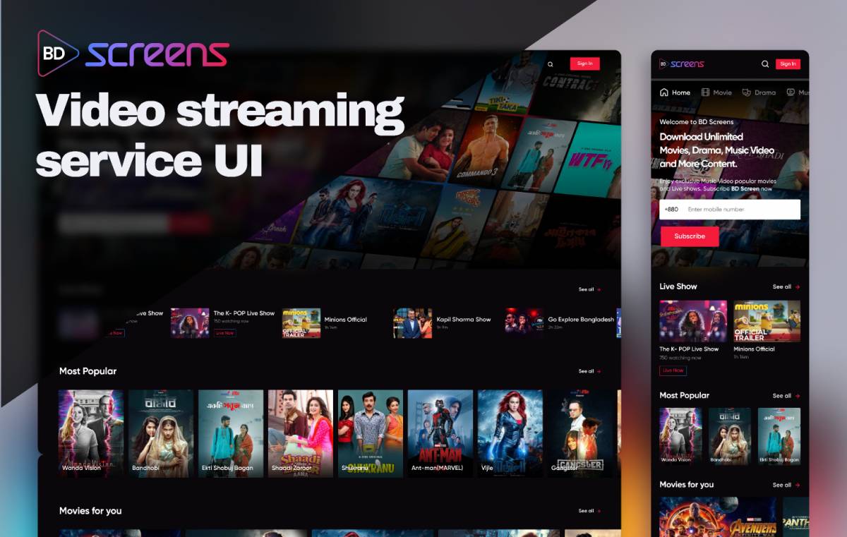 Figma Video streaming service | UI4Free