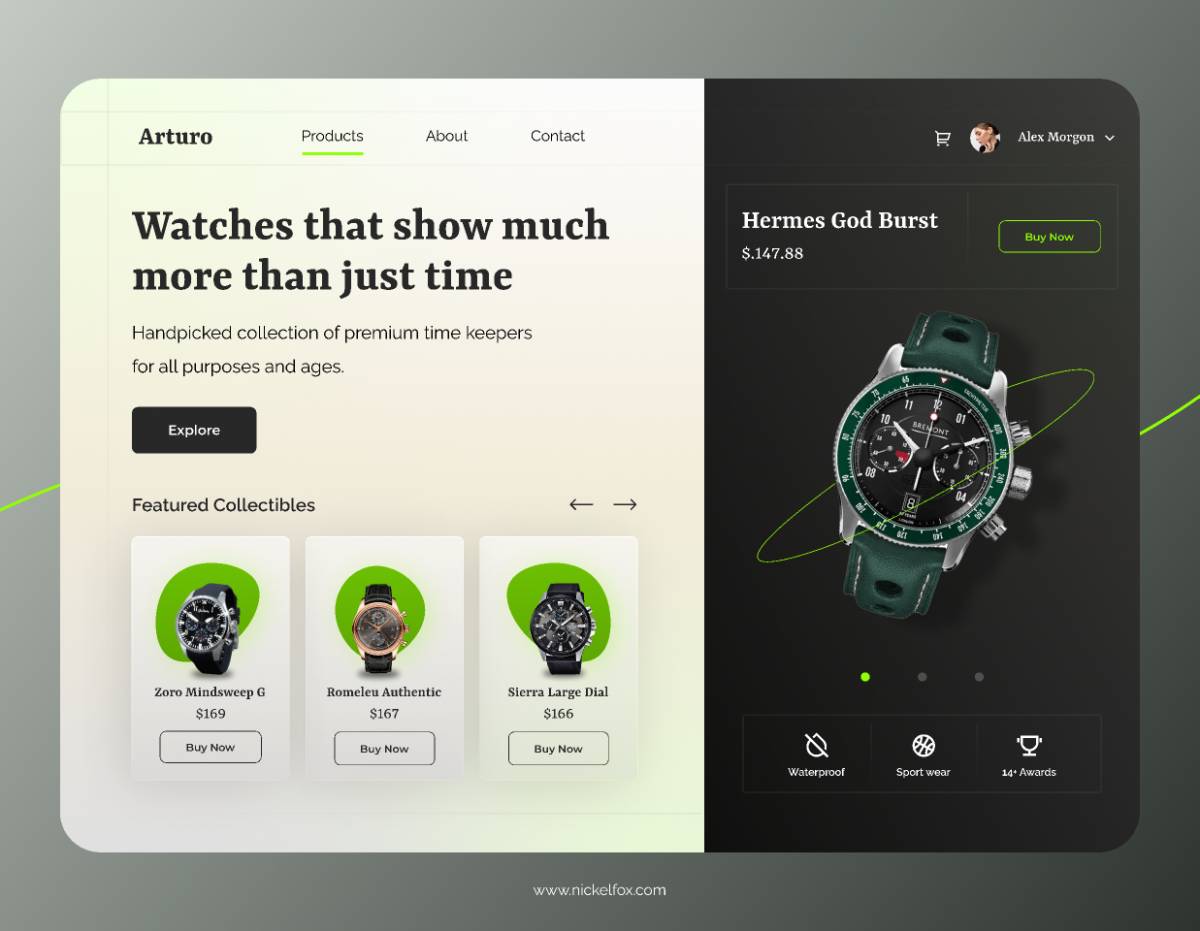 Figma Watches Landing Screen | UI4Free