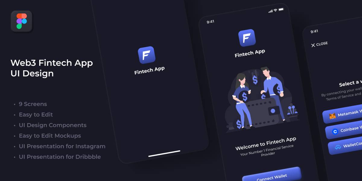 Figma Web3 Fintech App UI Design | UI4Free
